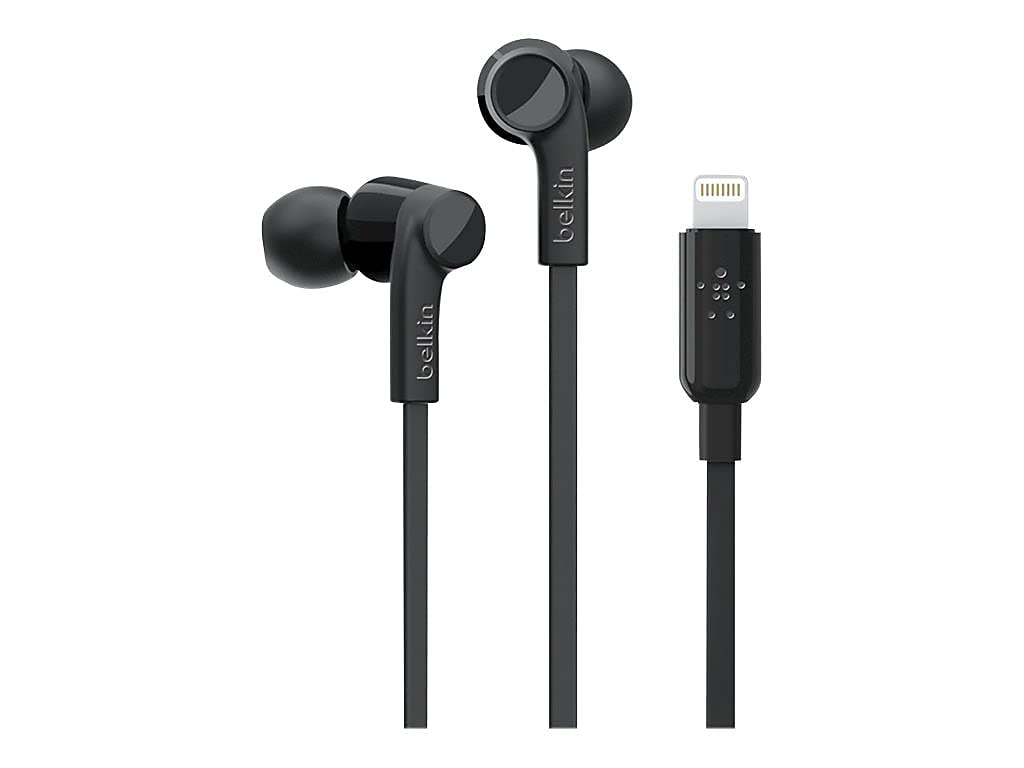 Belkin SoundForm Headphones - Wired In-Ear Earphones With Microphone- iPhone Headphones - Apple Wired Earbuds For iPhones & iPads With Lightning Connector (Black)