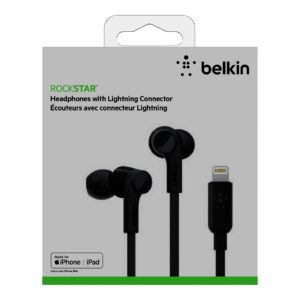 Belkin SoundForm Headphones - Wired In-Ear Earphones With Microphone- iPhone Headphones - Apple Wired Earbuds For iPhones & iPads With Lightning Connector (Black)