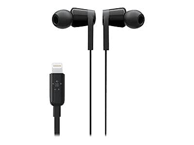 Belkin SoundForm Headphones - Wired In-Ear Earphones With Microphone- iPhone Headphones - Apple Wired Earbuds For iPhones & iPads With Lightning Connector (Black)