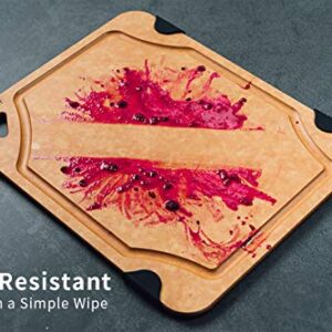 Cutting Board for Kitchen Dishwasher Safe, Toptier, Wood, Fiber , Eco-Friendly, Non-Slip, Juice Grooves, Non-Porous, BPA Free, Small, Silicone, 11.5 x 9.25-inch, Natural Slate