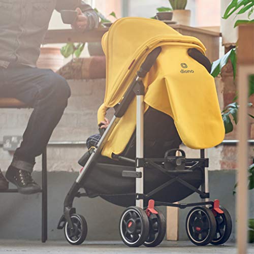 Diono Flexa Umbrella Stroller from Infant to Toddler, Freestanding Slim Fold, Lightweight Umbrella Stroller with Canopy, XL Storage Basket, Yellow Sulphur