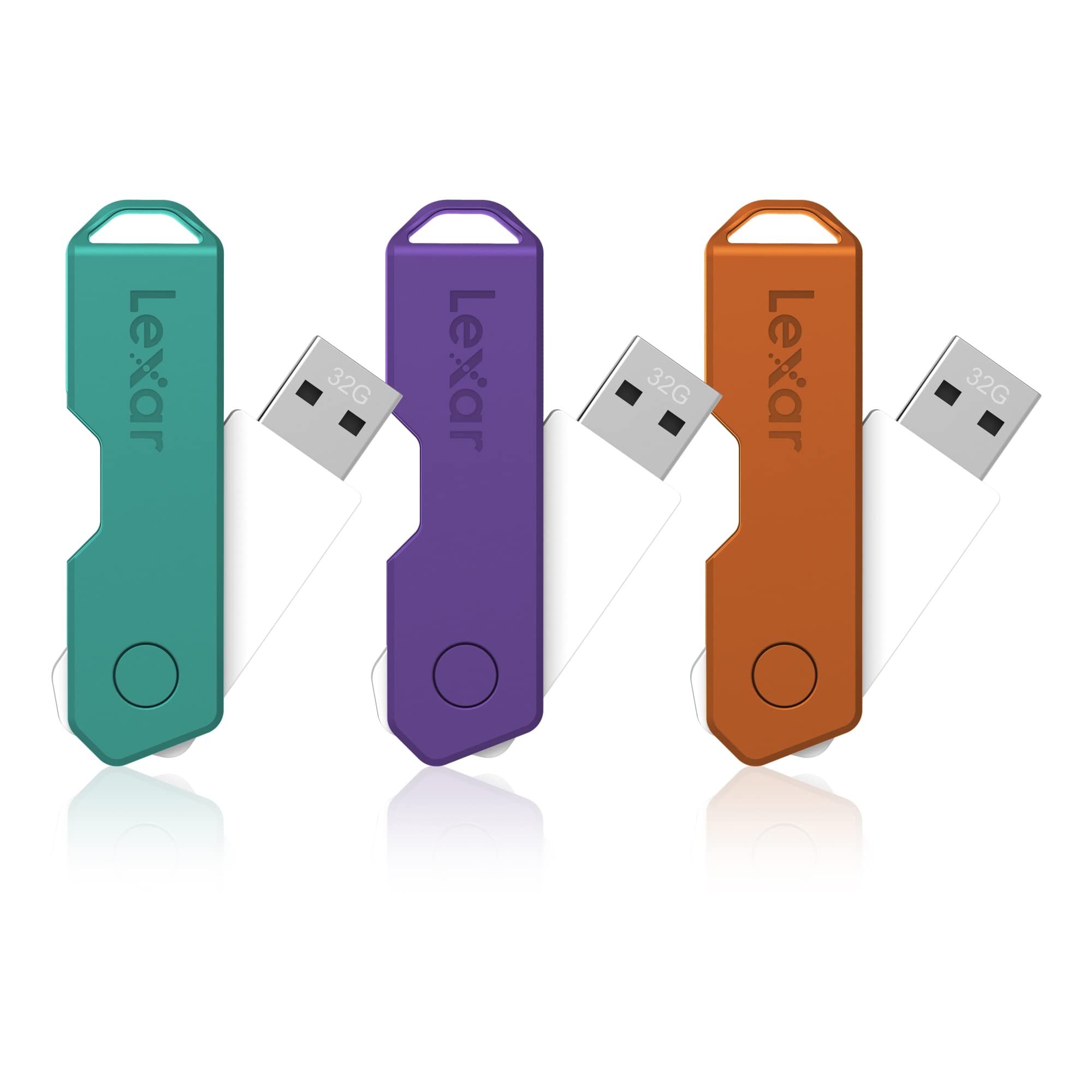 Lexar® JumpDrive® TwistTurn2 USB 2.0 Flash Drives, 32GB, Pack of 3 Flash Drives, LJDTT2-32GABNA3