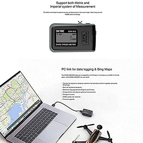 SKYRC GSM-015 GPS Enabled GNSS Remote Control Speedometer and Altimeter Data Tracking Device for Vehicle, RC Car, Boat, Plane, Rocket, and Quadcopter