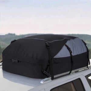 20 cubic car rooftop cargo carrier bag - waterproof heavy duty car roof bag for all vehicle with/without racks - easy to install soft rooftop luggage carriers with wide straps