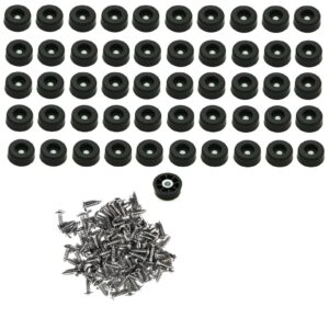 50 Soft Round Rubber Feet W/Stainless Steel Screws - .437 H X 1.062 D - Metal Insert for Strength Made in USA, Non Slip, Food Safe, Conflict Minerals 3TG, BPA Free, RoHS & Reach 3 Prop 65 Compliant.