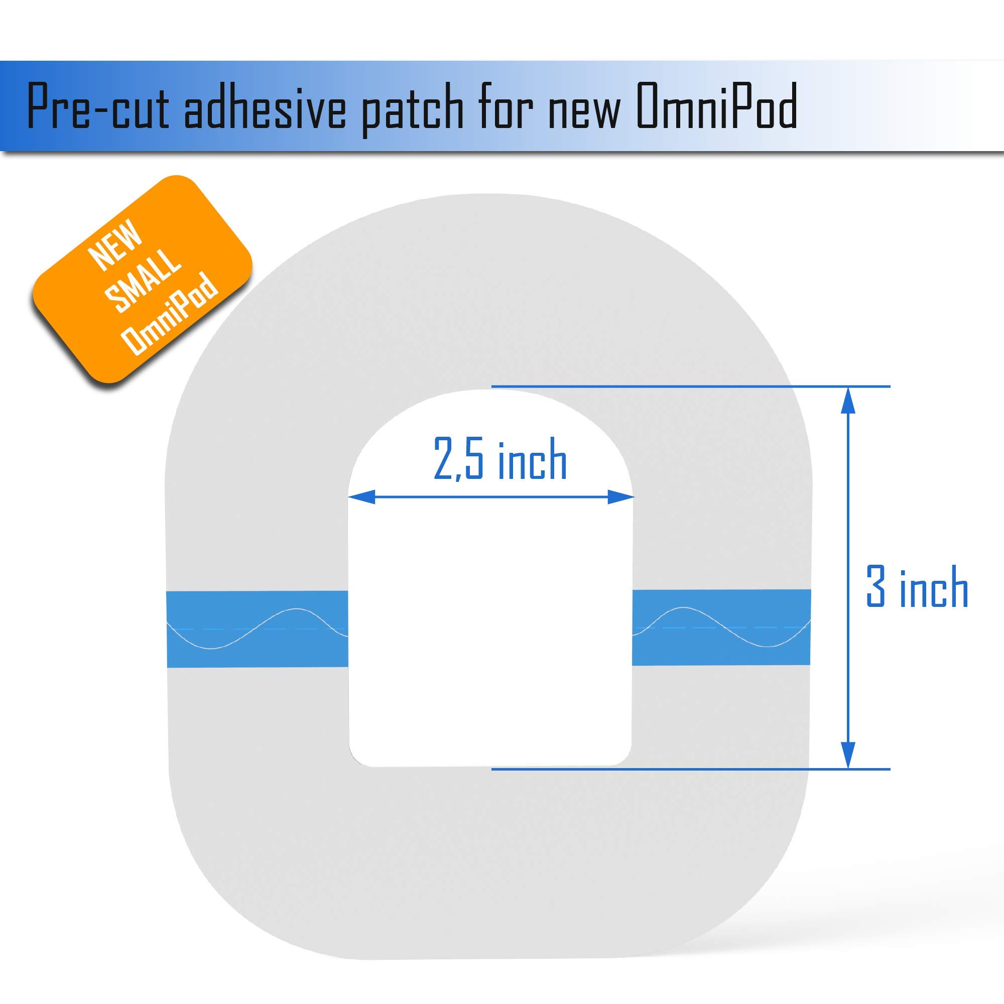 Lexcam Adhesive Patches Pre-Cut for Omnipod 5, Dash – Pack of 25 – Waterproof, Transparent Overpatches for Tubeless, automated Pump, Sensor is NOT Included