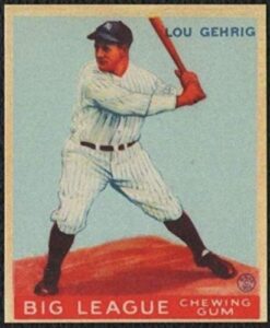 lou gehrig hof 1933 goudey #160 new york yankees reprint - baseball card