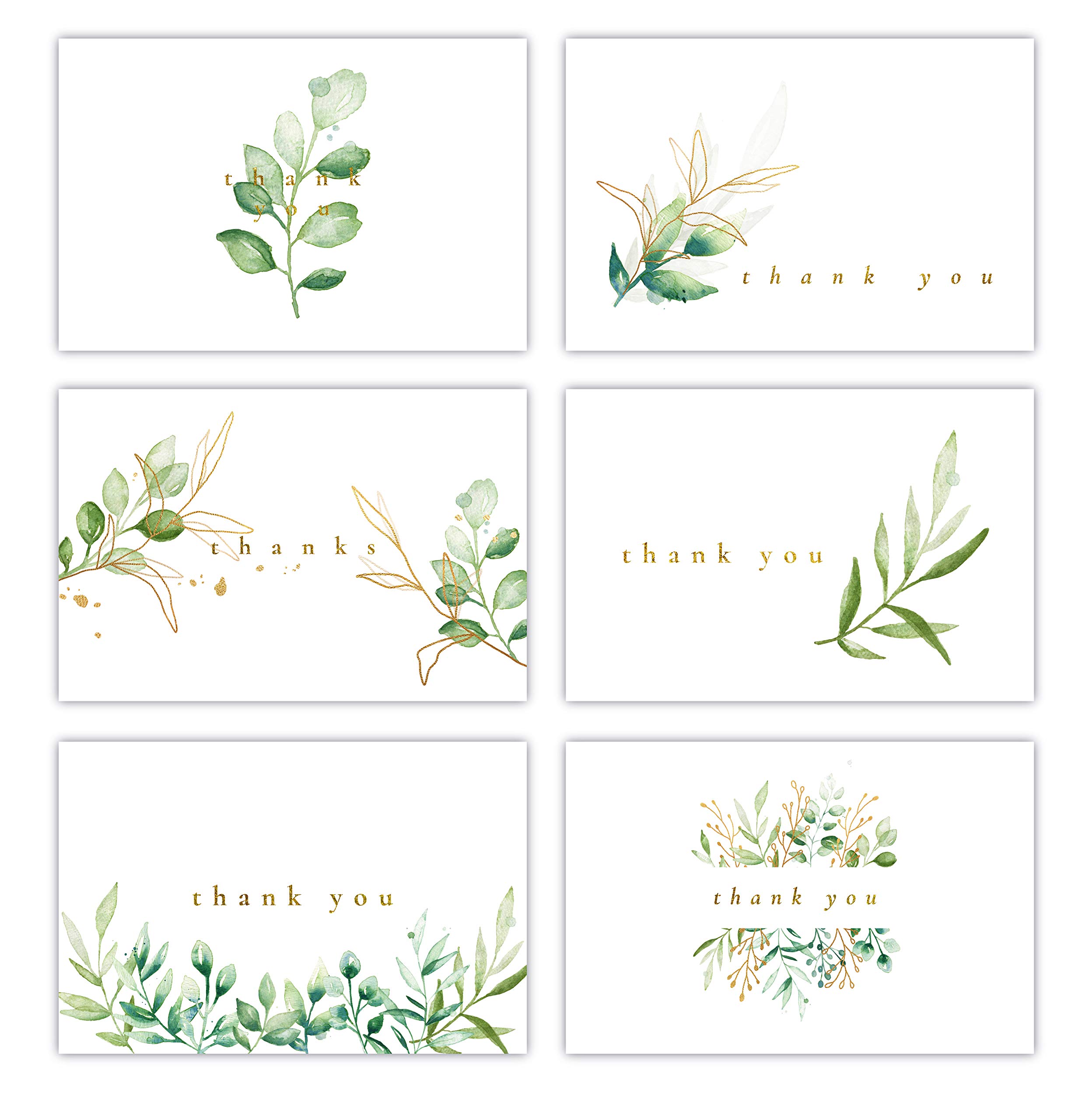 Gooji 4x6 Golden Greenery Thank You Cards with Envelopes (Bulk 36-Pack) | Wedding Thank You Cards, Bridal Shower Thank You Cards, Birthday Party, Baby Shower, Blank Notes Small Business