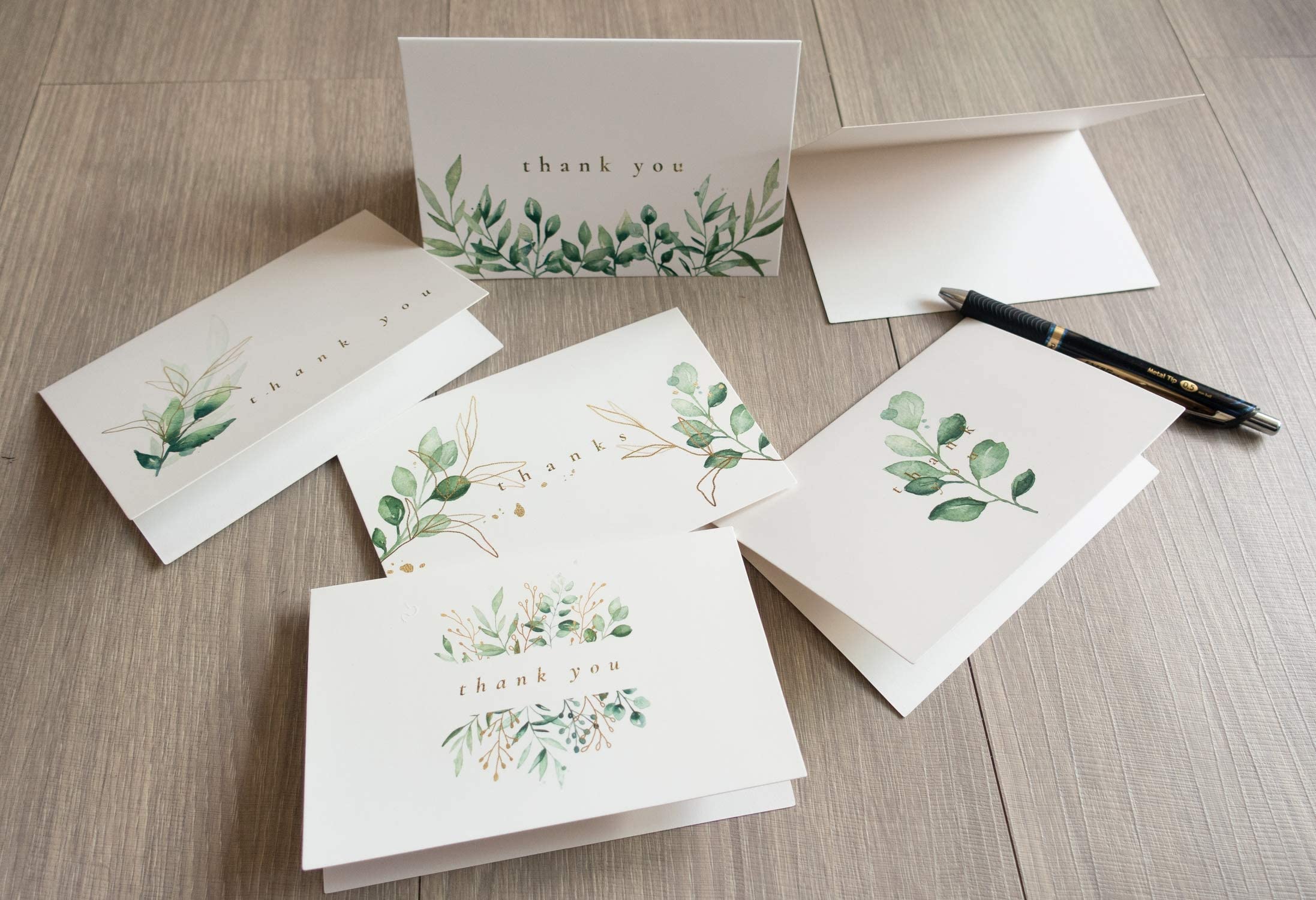 Gooji 4x6 Golden Greenery Thank You Cards with Envelopes (Bulk 36-Pack) | Wedding Thank You Cards, Bridal Shower Thank You Cards, Birthday Party, Baby Shower, Blank Notes Small Business