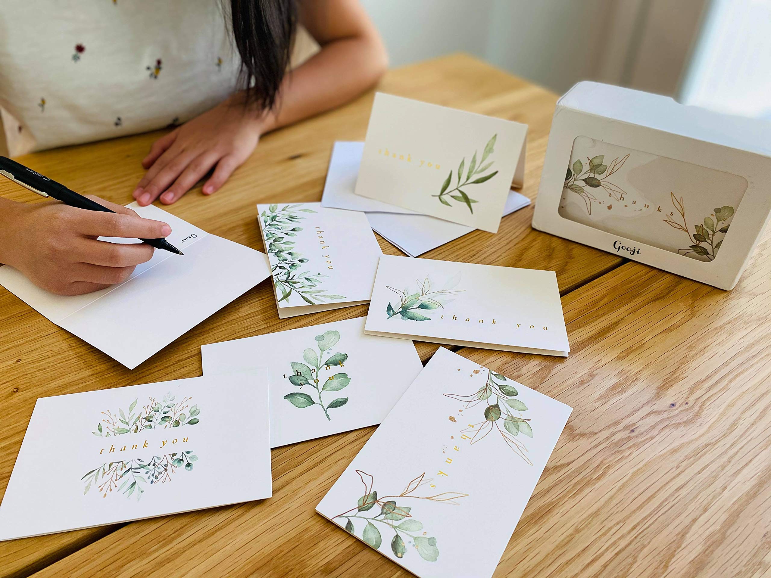 Gooji 4x6 Golden Greenery Thank You Cards with Envelopes (Bulk 36-Pack) | Wedding Thank You Cards, Bridal Shower Thank You Cards, Birthday Party, Baby Shower, Blank Notes Small Business