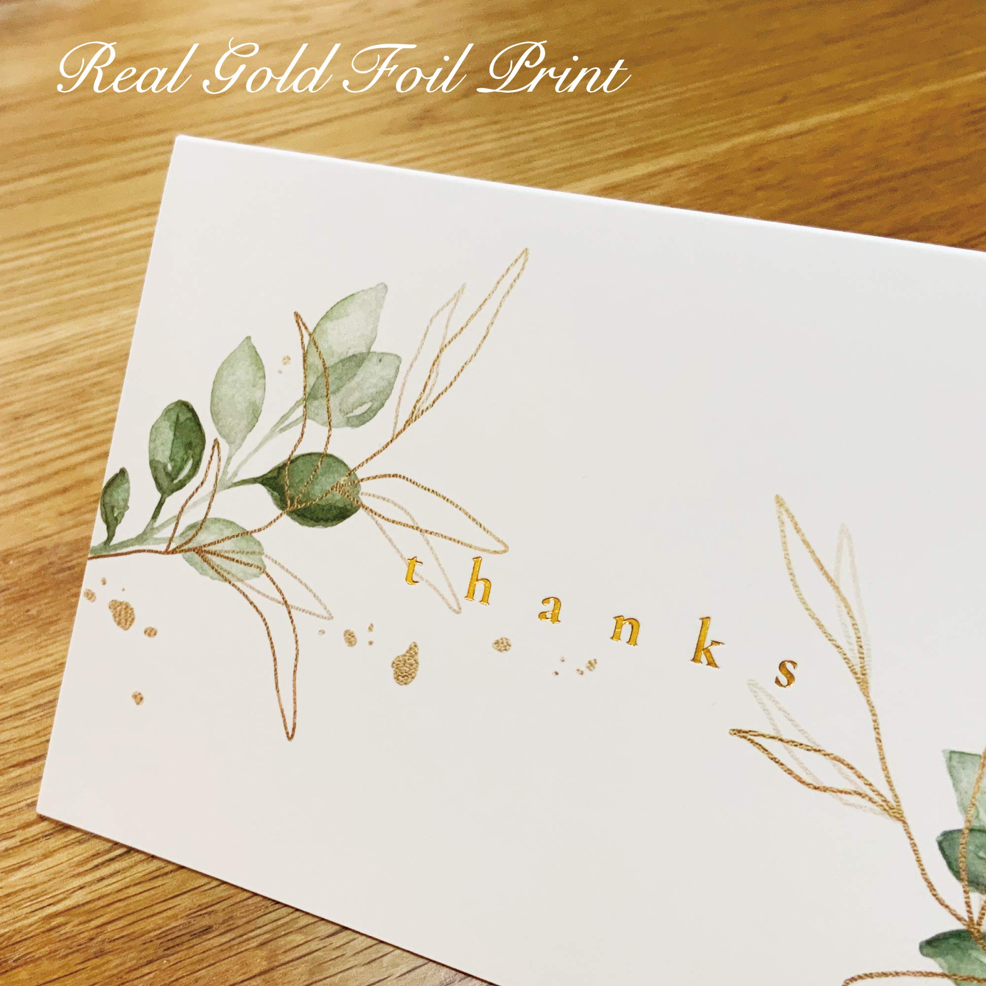 Gooji 4x6 Golden Greenery Thank You Cards with Envelopes (Bulk 36-Pack) | Wedding Thank You Cards, Bridal Shower Thank You Cards, Birthday Party, Baby Shower, Blank Notes Small Business