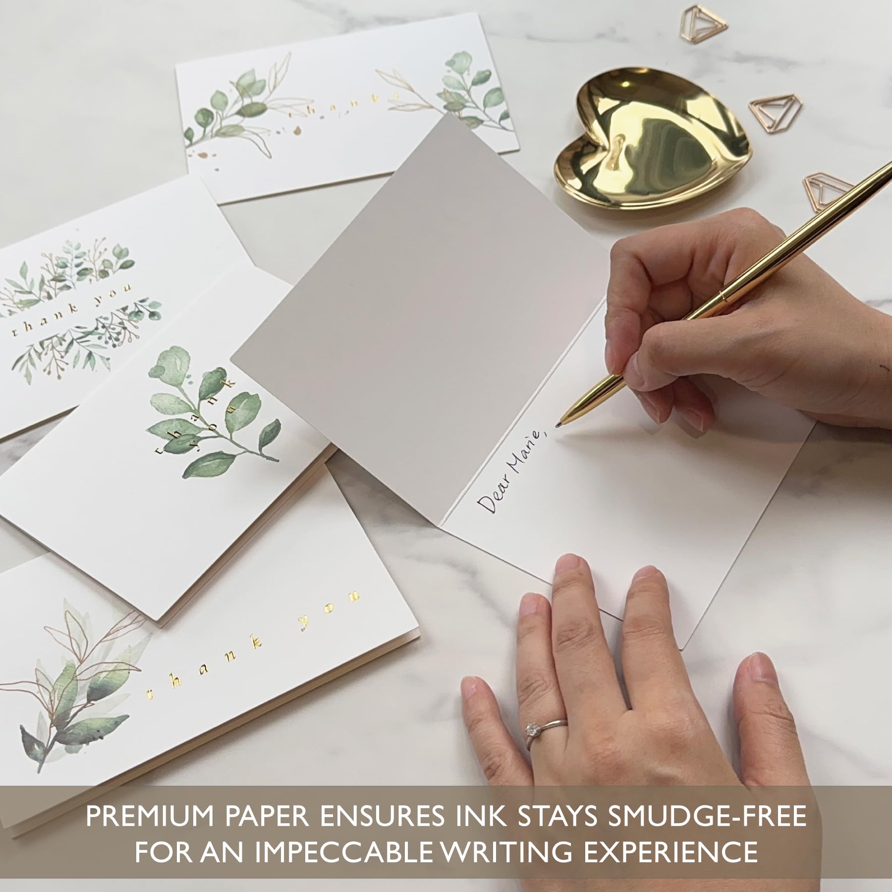 Gooji 4x6 Golden Greenery Thank You Cards with Envelopes (Bulk 36-Pack) | Wedding Thank You Cards, Bridal Shower Thank You Cards, Birthday Party, Baby Shower, Blank Notes Small Business