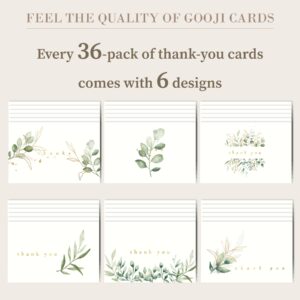 Gooji 4x6 Golden Greenery Thank You Cards with Envelopes (Bulk 36-Pack) | Wedding Thank You Cards, Bridal Shower Thank You Cards, Birthday Party, Baby Shower, Blank Notes Small Business