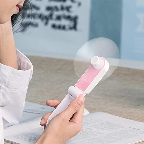 VJJB Handheld Fan, Hand Held Portable Mini Fan Small Desk Fan Rechargeable USB Fan Folding Lightweight Quiet Cooling Fan for Home Work Outdoor Travel (Pink)