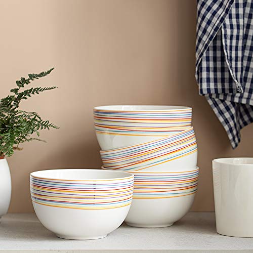 DOWAN 5.8" Deep Soup Bowls & Cereal Bowls - 30 Ounces Large Bowls Set of 4 for Kitchen - Ceramic Bowls for Cereal, Soup, Oatmeal, Salad, Ramen, Noodle, Rice - Dishwasher & Oven Safe (Multi)