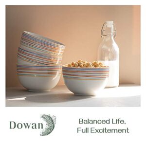 DOWAN 5.8" Deep Soup Bowls & Cereal Bowls - 30 Ounces Large Bowls Set of 4 for Kitchen - Ceramic Bowls for Cereal, Soup, Oatmeal, Salad, Ramen, Noodle, Rice - Dishwasher & Oven Safe (Multi)