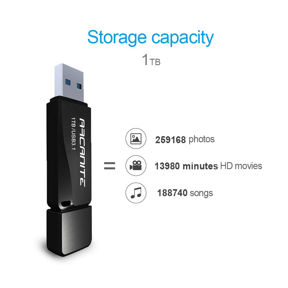 ARCANITE 1TB USB 3.1 Flash Drive - Optimal Read speeds up to 400 MB/s, Write speeds up to 200 MB/s (AK581T)