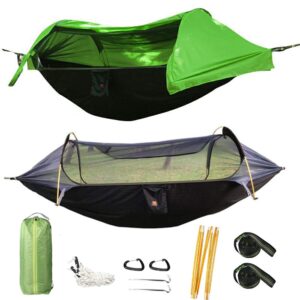 hongxinghai 3 in 1 hammock with mosquito net and rain fly outdoor hammocks tents for camping (green, l)