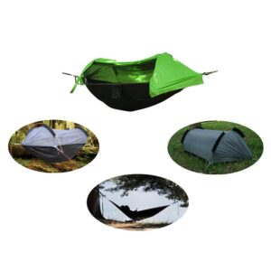 HongXingHai 3 in 1 Hammock with Mosquito Net and Rain Fly Outdoor Hammocks Tents for Camping (Green, L)