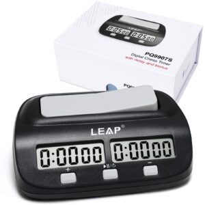 leap chess clock digital chess timer professional for board games timer with alarm function black (official store)