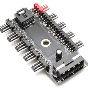 BUYMINERS.CA Chassis Fan Hub CPU Cooling 10 Port 12 V Molex to PWM Connector with 3 & 4 Pin - Efficient PC-Fan Controller System with Adhesive Tape Dedicated Supply from PSU to Link Multiple Points