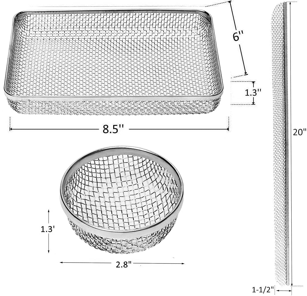 RV Insect Screen, Furnace Bug Screen, RV Water Heater Cover for RV Refrigerator Vents 20" x 1-1/2" & 2.8''x1.3'' & 8.5" x 6" x 1.3" RV Furnace Screen with Installation Tool(6PC Set)