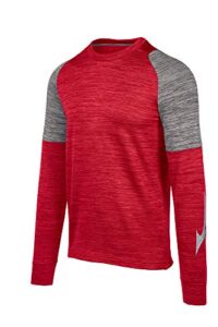 mizuno velocity long sleeve crew, red-shade, large