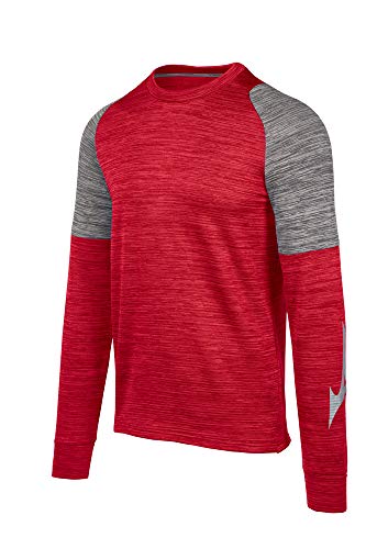 Mizuno Velocity Long Sleeve Crew, Red-Shade, Large