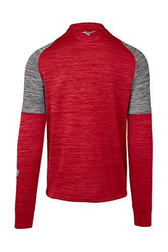 Mizuno Velocity Long Sleeve Crew, Red-Shade, Large