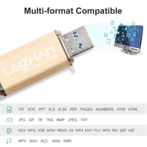 leizhan 256GB Type-C USB Flash Drive, USB C Photo Stick for Huawei P30 P20,Samsung Galaxy S10, S9, S8,LG G6, Google Pixel XL Thumb Drive