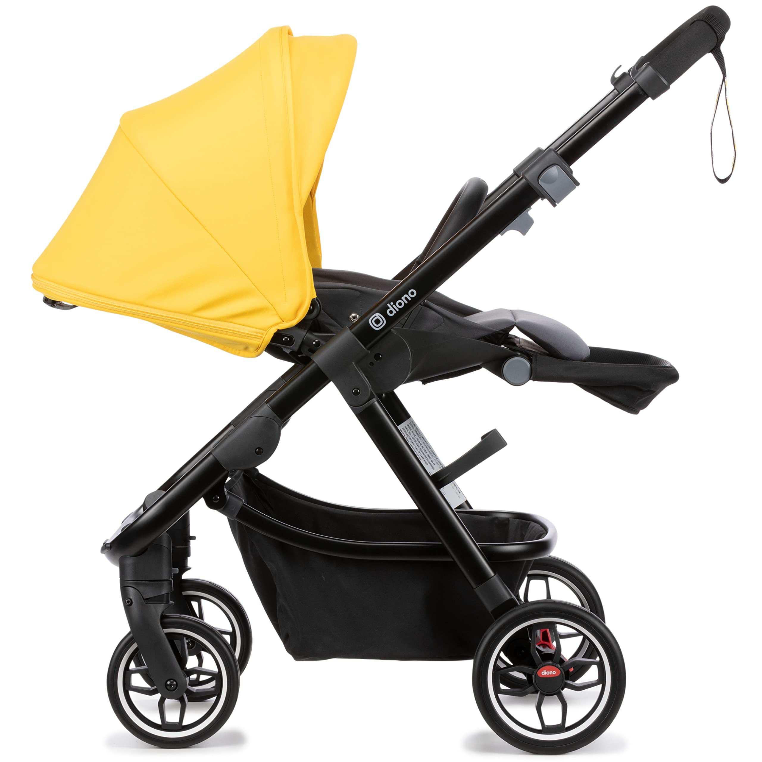 Diono Excurze Baby, Infant, Toddler Stroller, Perfect City Travel System Stroller and Car Seat Compatible, Adaptors Included Compact Fold, Narrow Ride, XL Storage Basket, Yellow Sulphur