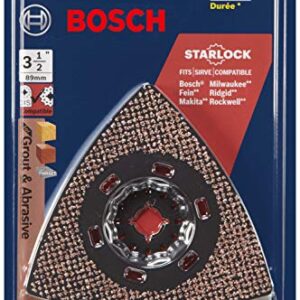 BOSCH OSL350CR4 1-Piece 3-1/2 In. Starlock Oscillating Multi Tool Grout & Abrasive Carbide 40 Grit Delta Sanding Pad for Sanding Applications in Wood, Wood with Paint and Thinset