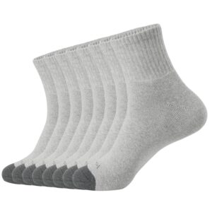 wander men's athletic ankle socks 3-8 pairs thick cushion running socks for men&women cotton socks 7-9/9-12/12-15 (8 pair grey, shoe size: 9-12)