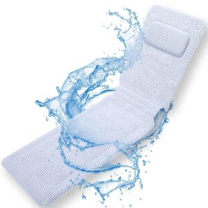 bath pillow full body, sursoul quick-drying spa pillow for tub, bathtub pillow with soft pvc, bath bed with suction cups