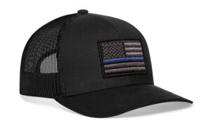 haka thin blue line hat, american flag trucker hat for men & women, honoring law enforcement officers, adjustable baseball cap