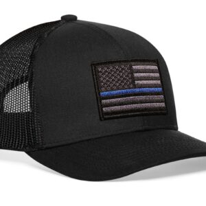 HAKA Thin Blue Line Hat, American Flag Trucker Hat for Men & Women, Honoring Law Enforcement Officers, Adjustable Baseball Cap