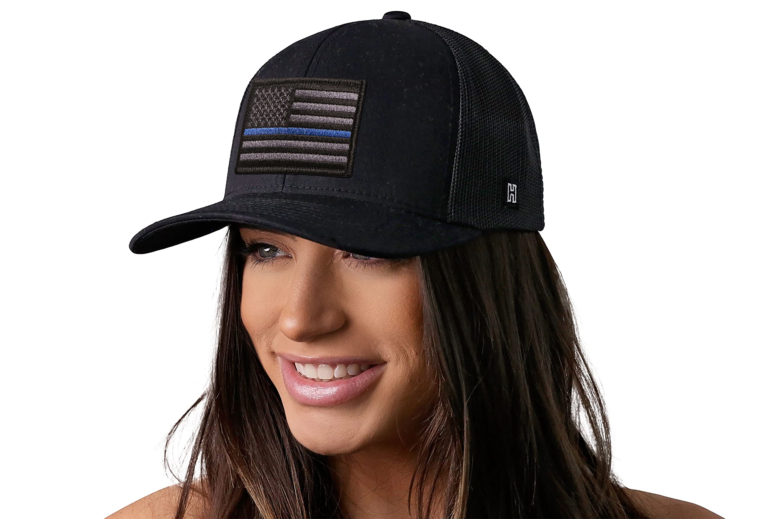 HAKA Thin Blue Line Hat, American Flag Trucker Hat for Men & Women, Honoring Law Enforcement Officers, Adjustable Baseball Cap