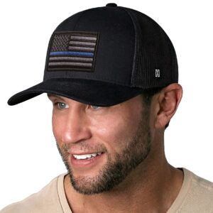 HAKA Thin Blue Line Hat, American Flag Trucker Hat for Men & Women, Honoring Law Enforcement Officers, Adjustable Baseball Cap