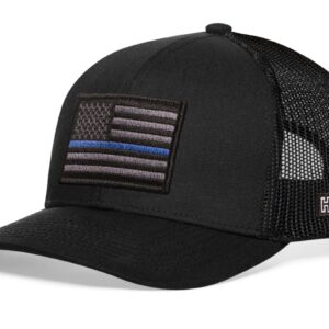 HAKA Thin Blue Line Hat, American Flag Trucker Hat for Men & Women, Honoring Law Enforcement Officers, Adjustable Baseball Cap