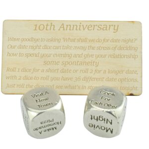 TIN Date Night Dice 10th Anniversary 100% Pure Tin - Create a Unique 10th Anniversary Date Night