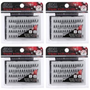 ardell false eyelashes triple individuals knot-free medium black 4 pack