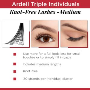 Ardell False Eyelashes Triple Individuals Knot-Free Medium Black 4 Pack