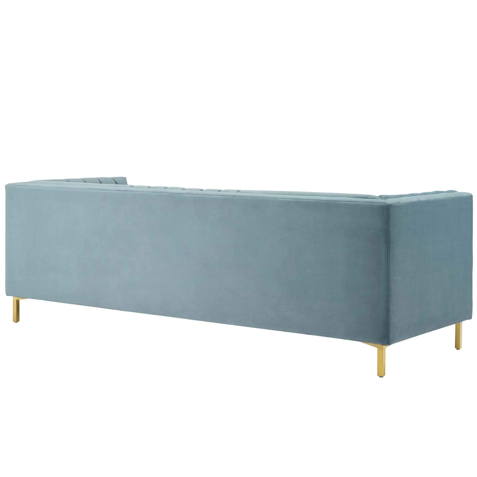 Modway Ingenuity Channel Tufted Performance Velvet Sofa, Light Blue