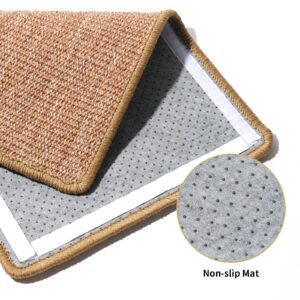 FUKUMARU Cat Scratcher Mat, 23.6 X 15.7 Inch Natural Sisal Cat Scratch Mats, Horizontal Cat Floor Scratching Pad Rug with Sticky Velcro Tapes, Protect Couch and Carpets