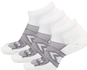 thorlos unisex adult wcmu max cushion 12 hour shift ankle socks, white/grey (3 pair pack), large us