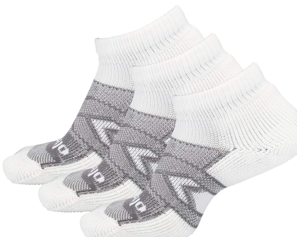 thorlos unisex adult Wcmu Max Cushion 12 Hour Shift Ankle Socks, White/Grey (3 Pair Pack), Large US