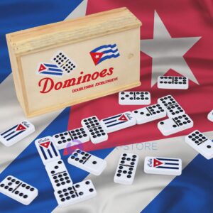 domino cubano doble nueve cuban dominoes double nine with cuban flag on chips