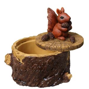 toim stable outdoor garden ashtray with lid for cigarette, adorable office home accessories organizer (squirrel)