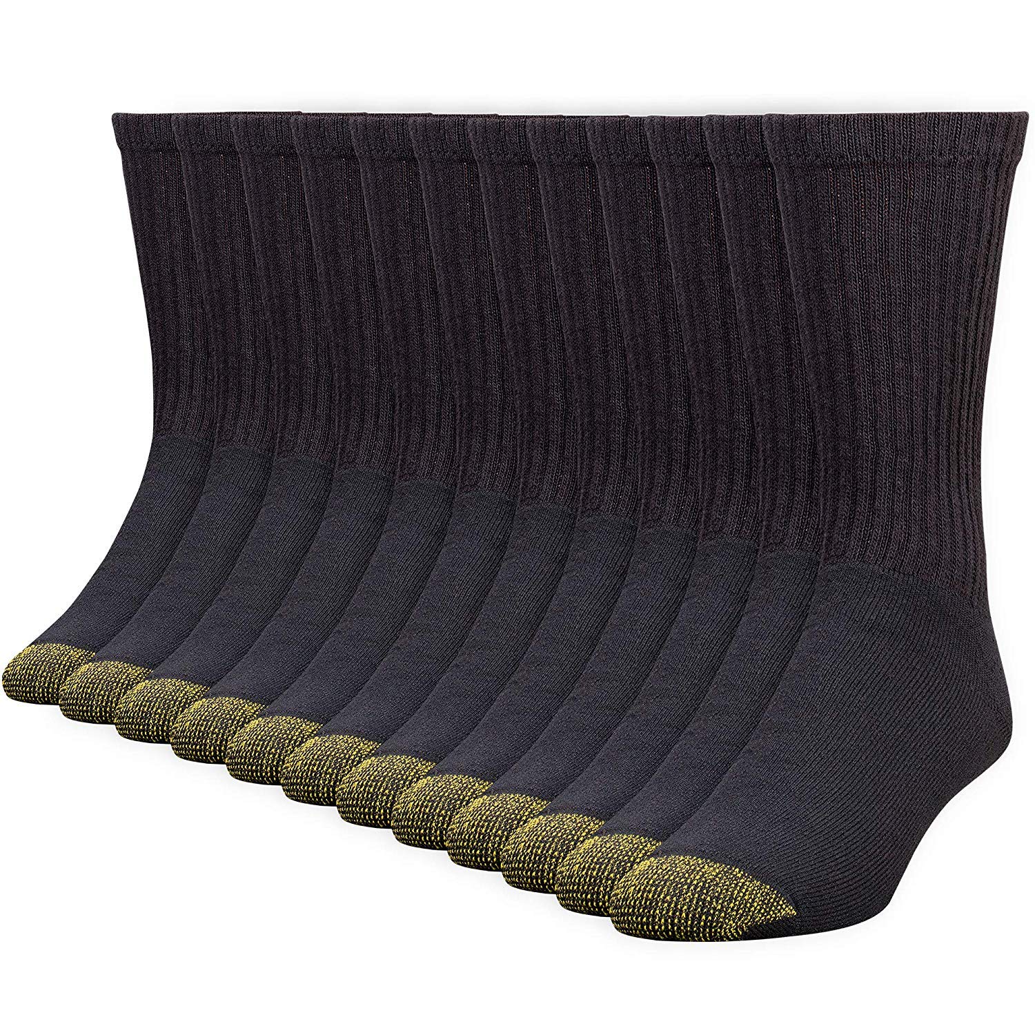 Gold Toe Men's Cotton Crew 656s Athletic Sock (6 Pack), Black, Large 12.5-16