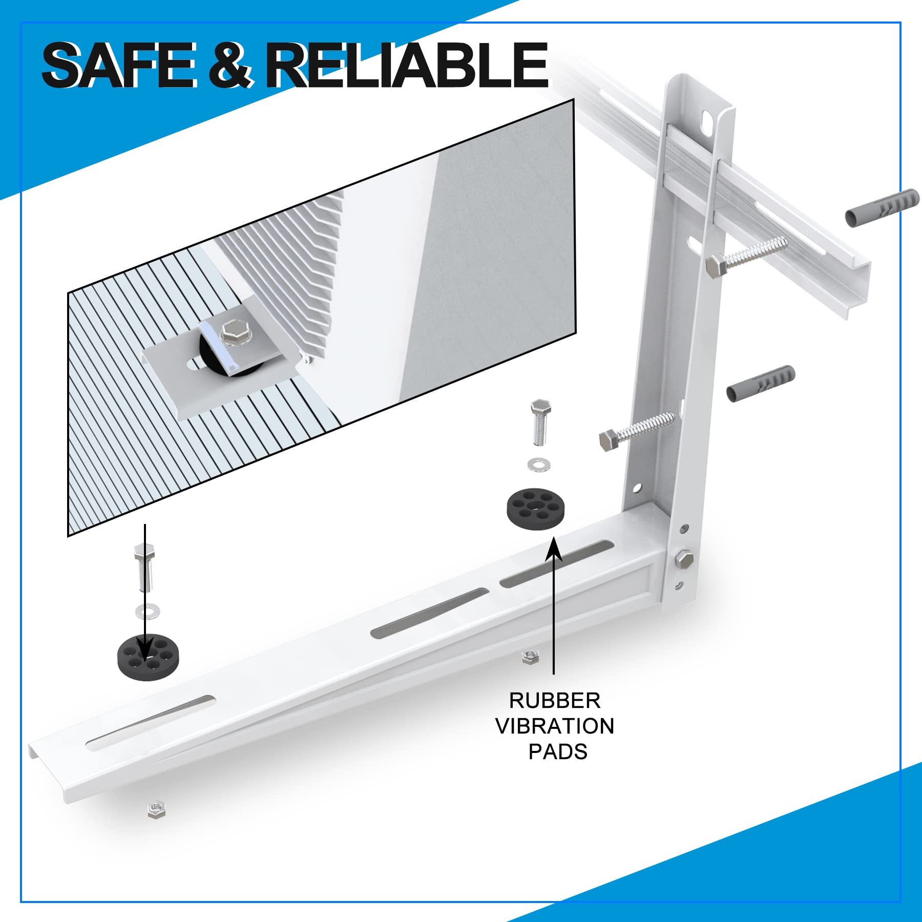 Air Jade Mini Split Bracket with Cross Bar, Heavy Duty Foldable Wall Mounting Bracket for Ductless Mini Split Air Conditioner Heat Pump Systems, 9000 to 18000 BTU, 280 lbs